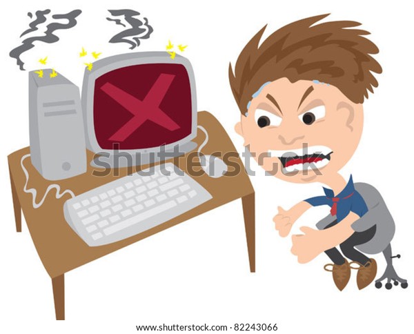 Man Angry Computer Stock Vector (Royalty Free) 82243066 | Shutterstock
