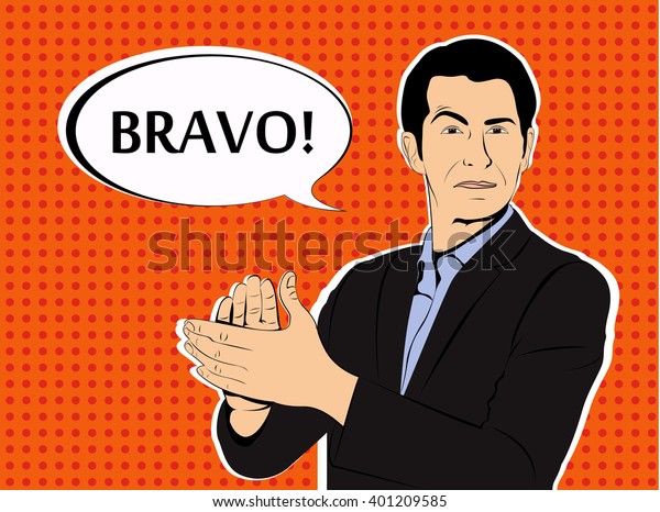 Man Applause Bravo Concept Success Retro Stock Vector (Royalty Free ...
