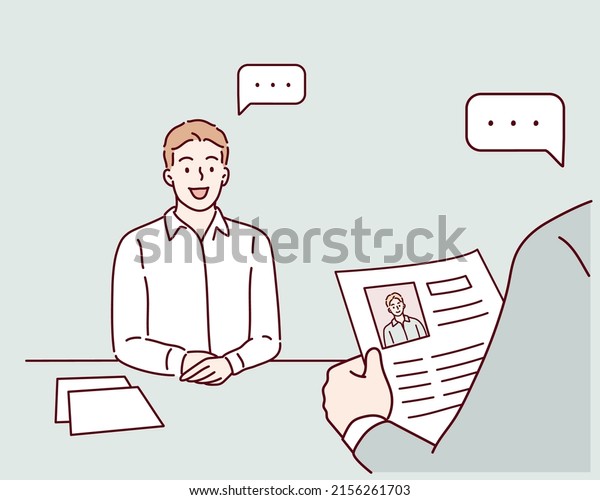 Man Applicant Candidate During Job Interview: เวกเตอร์สต็อก (ปลอดค่า ...
