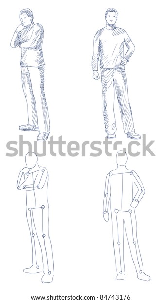 Man Artistic Sketch Shading Vector Stock Vector (Royalty Free) 84743176