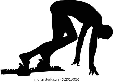 Man Athlete Runner Starting Blocks Ready Stock Vector (Royalty Free ...