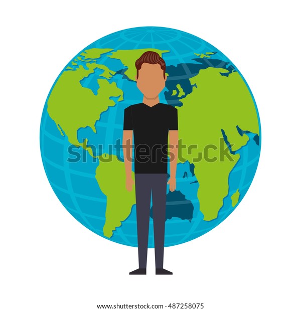 Man Avatar Planet Earth Icon Vector Stock Vector (Royalty Free ...