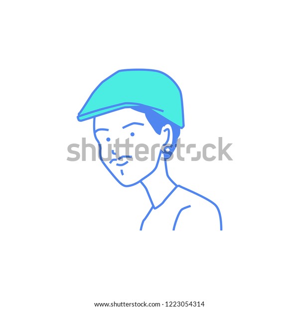 Man Baret Hat Caps Cartoon Illustration: เวกเตอร์สต็อก (ปลอดค่า ...