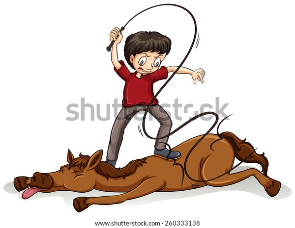 Man Beating Horse Rope On White Stock Vector (Royalty Free) 260333138 ...