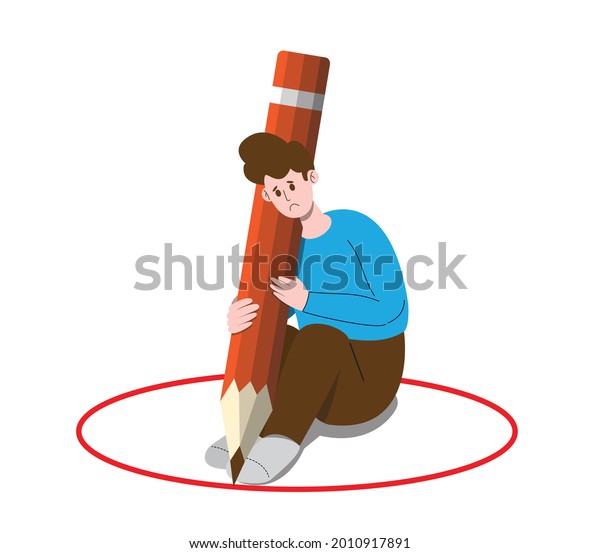 Man Big Pencil Drawing Red Circle Stock Vector (Royalty Free ...