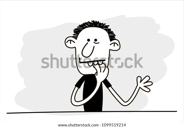 Man Biting His Fingers Funny Vector Stock Vector (Royalty Free ...
