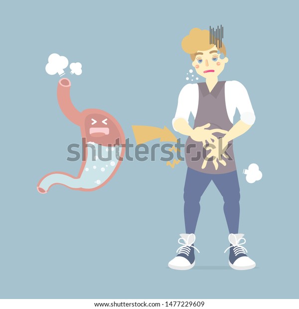 Man Bloating Having Gases Stomach Belching Stock Vector (Royalty Free ...