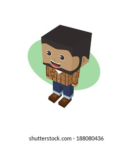 Man Block Isometric Avatar Cartoon Character Stock Vector (Royalty Free ...