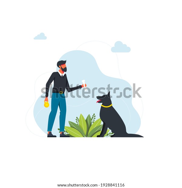 Man Bone Dog On Blue Background Stock Vector (Royalty Free) 1928841116 ...