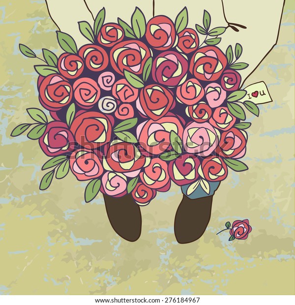 Man Bouquet Flowers Vector Illustration Stock Vector (Royalty Free ...