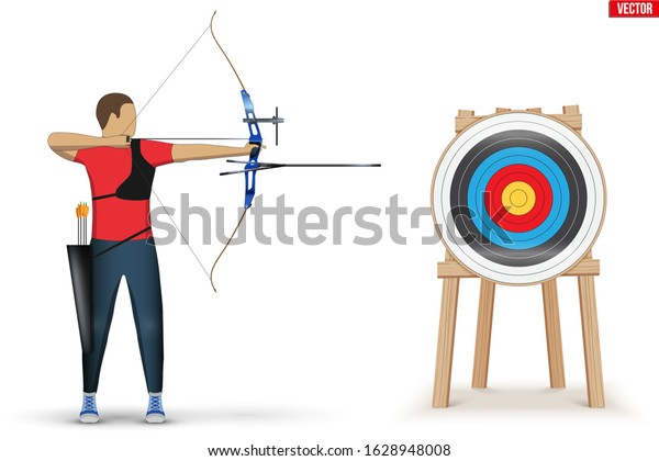 Man Bow Archery Target Athlete Archer Stock Vector (Royalty Free ...