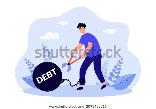 Man Breaking Long Chain Debt Burden Stock Vector (Royalty Free ...