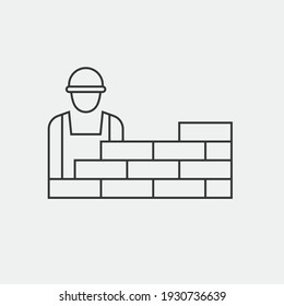 Man Building Wall Vector Icon Bricks Stock Vector (Royalty Free ...