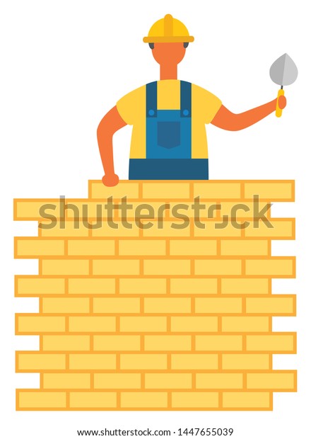 Man Building Wall Vector Isolated Character Stock Vector (Royalty Free ...