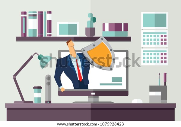 Man Business Suit Shield Protecting Computer Stock Vector (Royalty Free ... Man Business Suit Shield Protecting Computer Stock Vector (Royalty Free ...