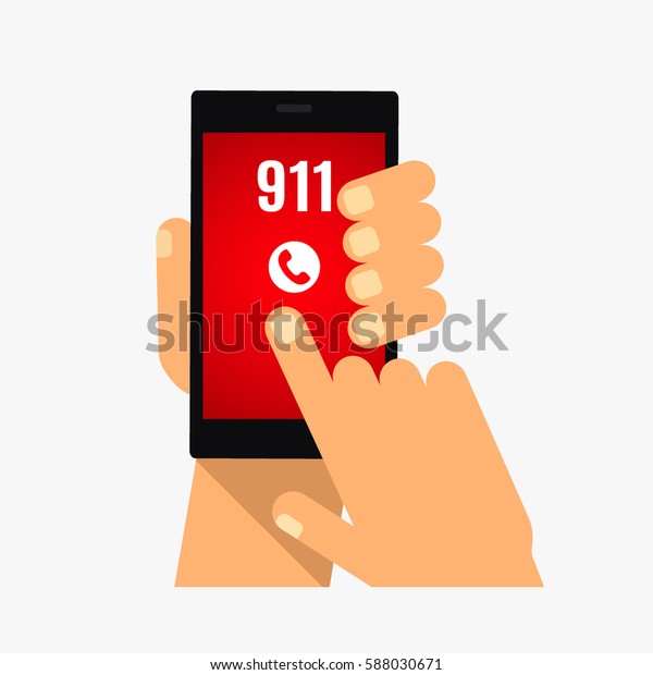 Man Calling 911 Flat Vector Illustration Stock Vector (Royalty Free ...