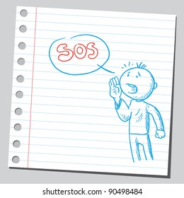 Man Calling Help Stock Vector (Royalty Free) 90498484 | Shutterstock