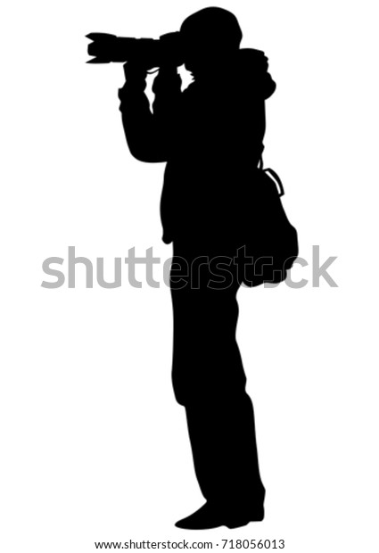 Man Camera On White Background Stock Vector (Royalty Free) 718056013 ...