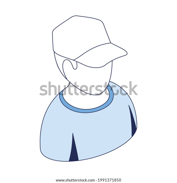 Man Cap Vector 3d Line Isometric Stock Vector (Royalty Free) 1991371850 ...