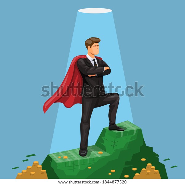 Man Cape Standing Money Mountain Symbol Stock Vector (Royalty Free ...