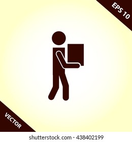 Man Carrying Box Icon Stock Vector (Royalty Free) 445920217
