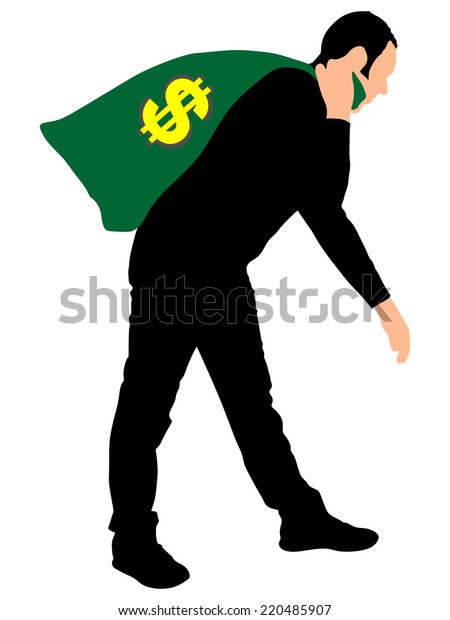 Man Carrying Money Bag Us Dollar Stock Vector (Royalty Free) 220485907 ...