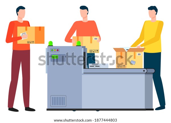 Man Carton Boxes Working Logistics Company Stock Vector (Royalty Free ...