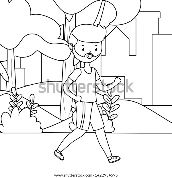 Man Cartoon Park Design Stock Vector (Royalty Free) 1422934595 ...