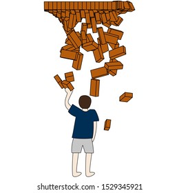 Man Catches Flying Bricks His Hand Stock Vector (Royalty Free ...