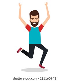 Happy Man Jumping Cartoon Stock Vector (Royalty Free) 1044977152