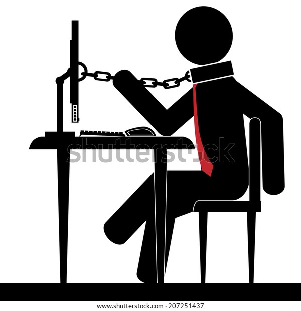 Man Chained Desk Illustration Vector Stock Vector (Royalty Free) 207251437