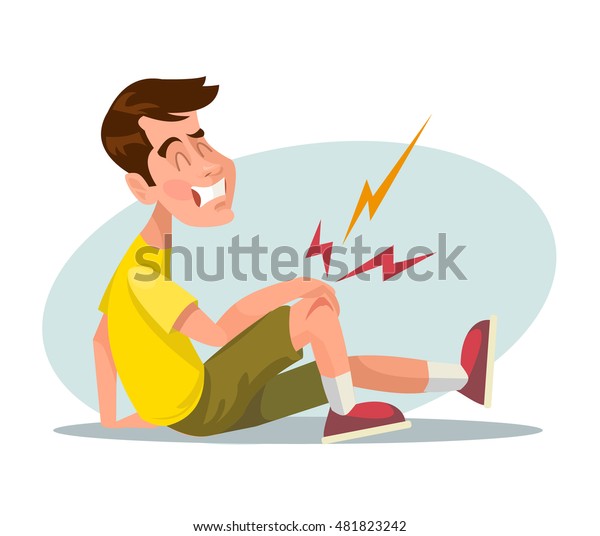 Vektor Stok Karakter pria dengan kaki patah. Ilustrasi (Tanpa Royalti ...