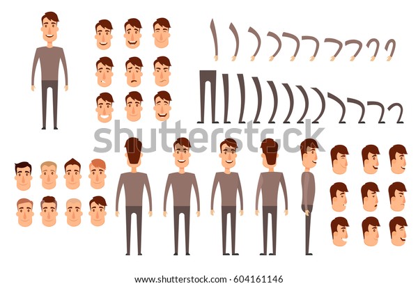 Man Character Creation Set Icons Different Stock Vector (Royalty Free ...