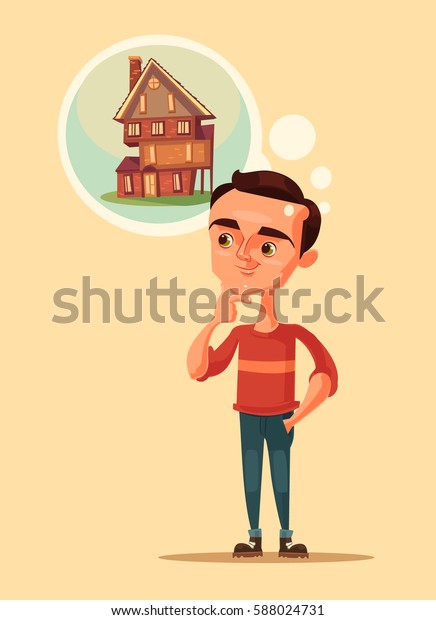 Man Character Dream House Vector Flat Stock Vector (Royalty Free) 588024731