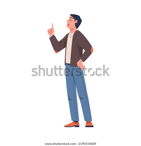 Carácter masculino dedo apuntando dando una: vector de stock (libre de ...