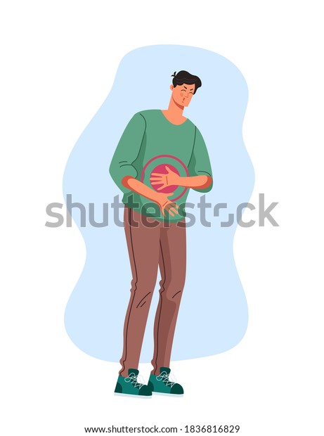 Man Character Holding Belly Hand Feeling Stock Vector (Royalty Free ...