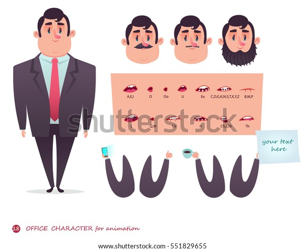 Man Character Scenesparts Body Template Design Stock Vector (Royalty ...