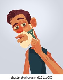 Man Character Shaving Face Vector Flat Stock Vector (Royalty Free ...