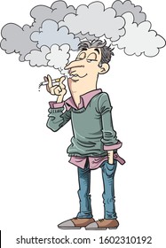Man Character Smoking Cigarette Vector Cartoon Stock Vector (Royalty ...