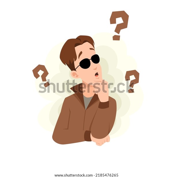 Man Character Thinking Question Marks Stock Vector (Royalty Free ...