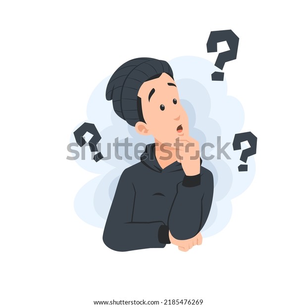Man Character Thinking Question Marks Stock Vector (Royalty Free ...