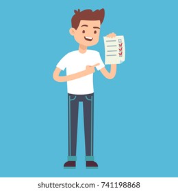 Man Checklist Hand Vector Illustration Cartoon Stock Vector (Royalty ...