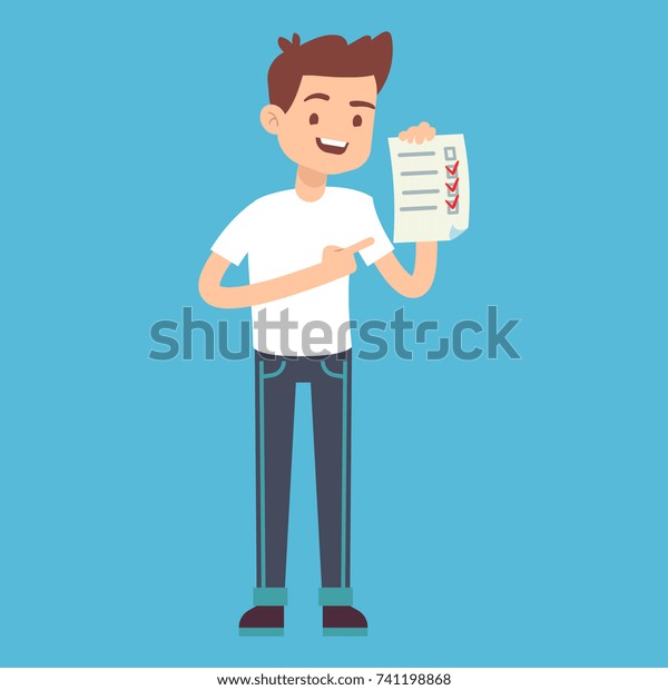 Man Checklist Hand Vector Illustration Cartoon Stock Vector (Royalty ...