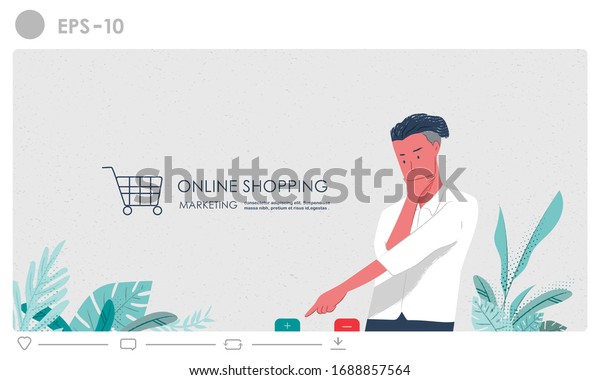 Man Choosing Button Order Online Shopping Stock Vector (Royalty Free ...