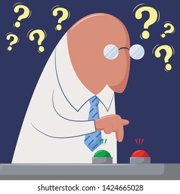 Man Choosing Button Push Concept Difficult Stock Vector (Royalty Free ...