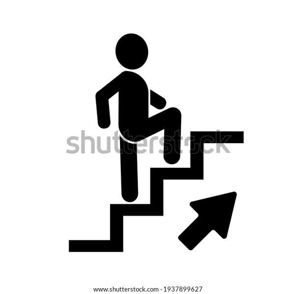 Man Climbing Stairs Icon On White Stock Vector (Royalty Free ...