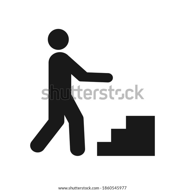 Man Climbing Stairs Icon Simple Flat Stock Vector (Royalty Free ...