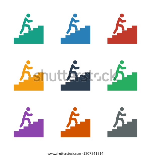 Man Climbing Stairs Icon White Background Stock Vector (Royalty Free ...