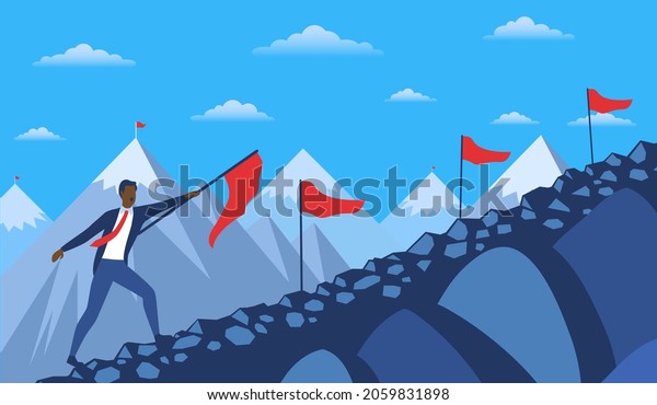 Man Climbs Mountain Goal Setting Business Stock Vector (Royalty Free ...