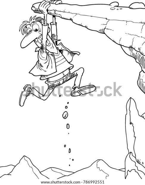Man Clinging On Edge Cliff Stock Vector (Royalty Free) 786992551 ...